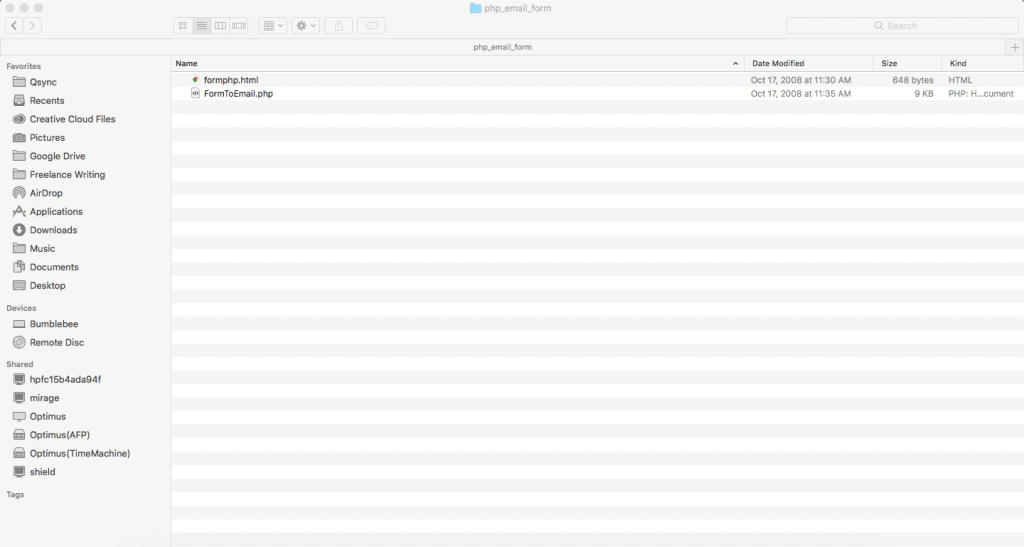Instructions for setting up a simple PHP Email Form