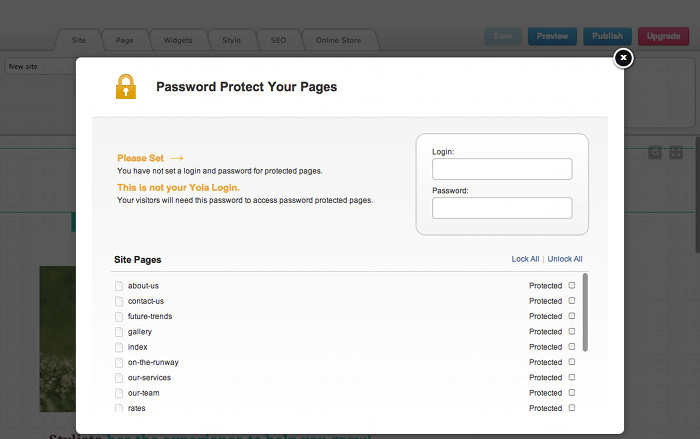How to edit or remove Password Protection page in Website Builder