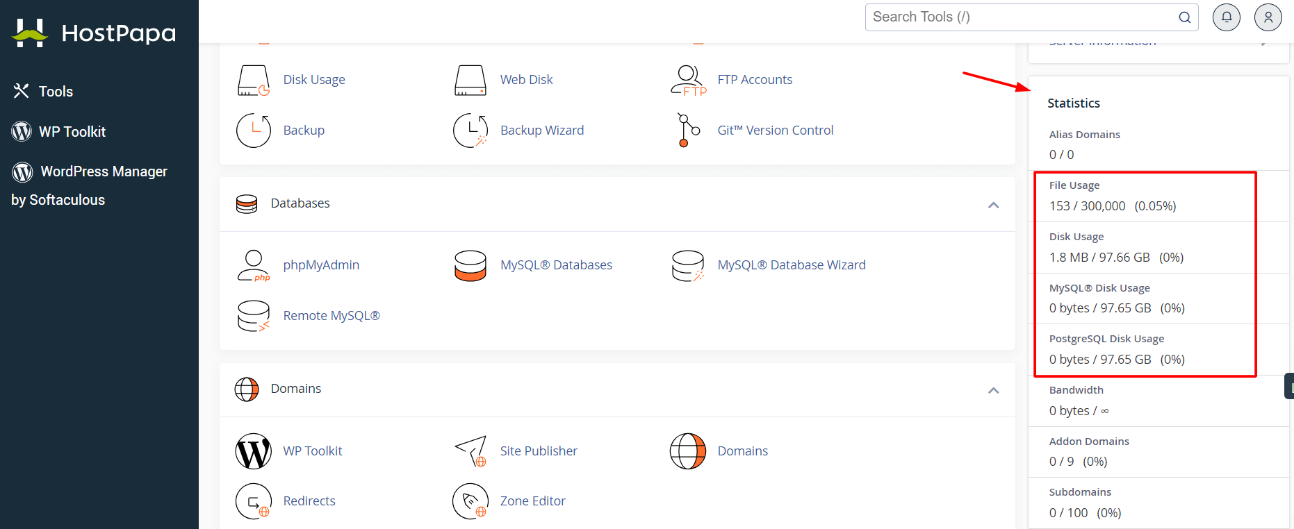 How to view your shared web hosting server usage