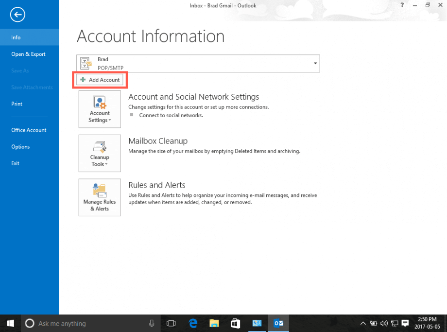 How to set up a POP/IMAP email account in Microsoft Outlook 2013