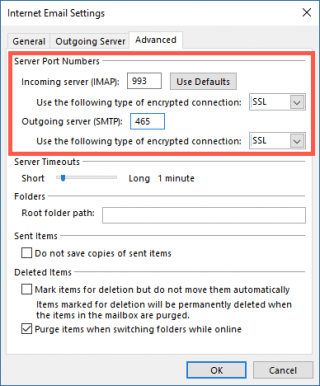 Changing an account from POP to IMAP in Outlook