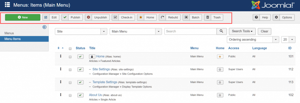 What are Joomla! menus? - HostPapa Knowledge Base