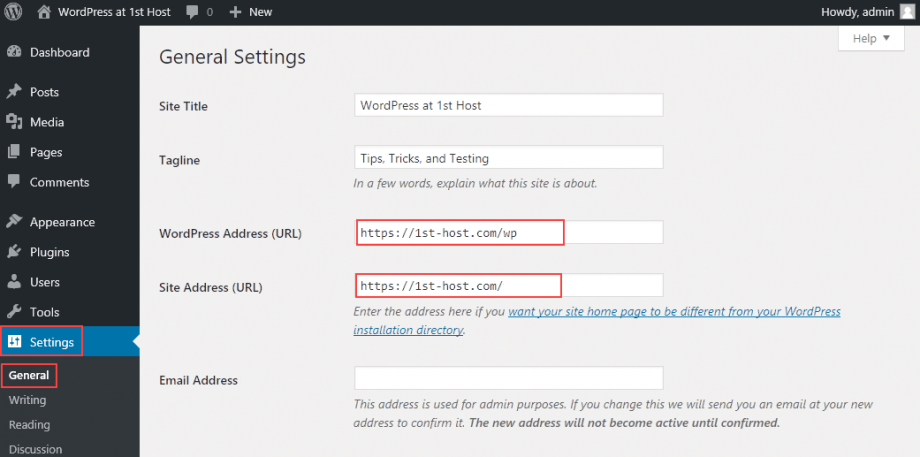 How to change your WordPress home and site URL settings