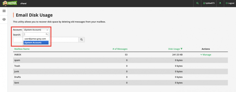 Email disk usage in cPanel | HostPapa Knowledge Base