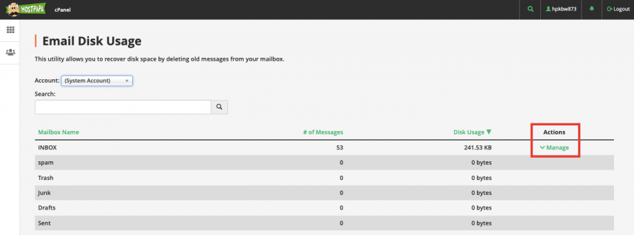 Email disk usage in cPanel | HostPapa Knowledge Base