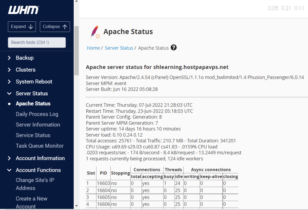 How to view Apache Status in WHM | HostPapa