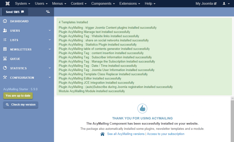 How to install the AcyMailing extension for Joomla! - HostPapa Knowledge Base