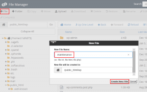 How to manually enable and customize the maintenance file in WordPress