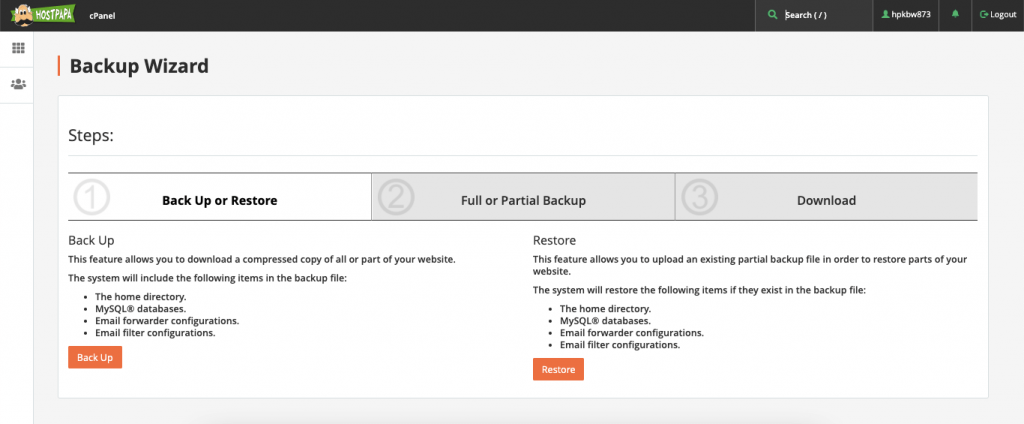 Create full & partial backup files with cPanel’s Backup Tool