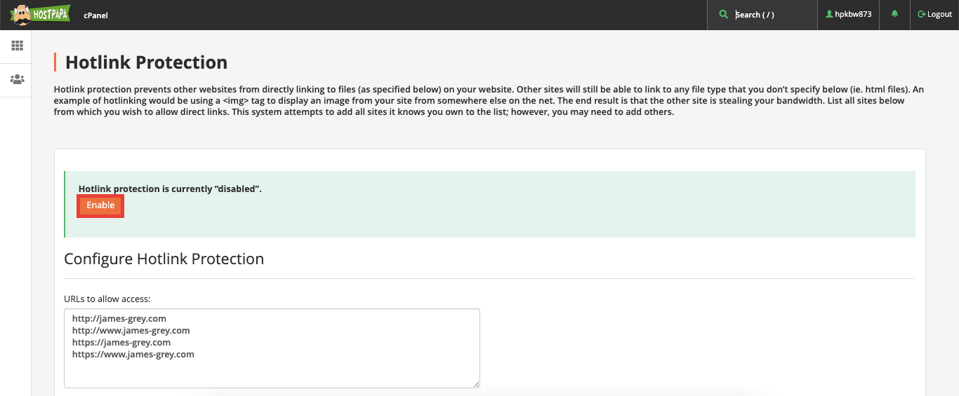 How to set up Hotlink protection in cPanel | HostPapa Support