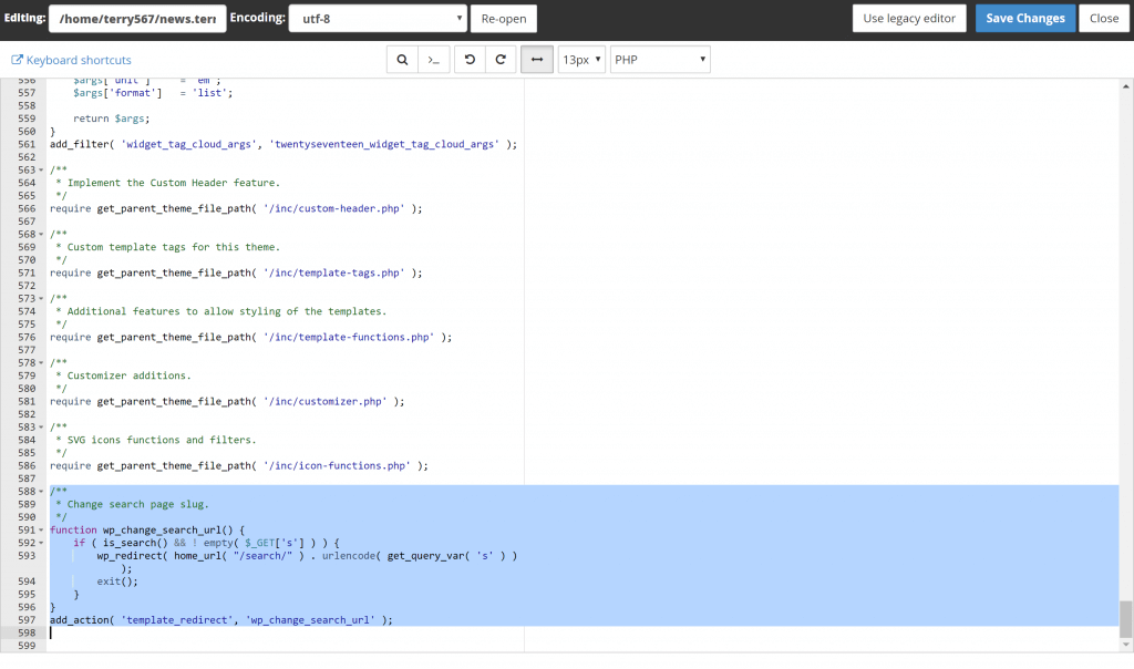 How to change the WordPress default search URL slug