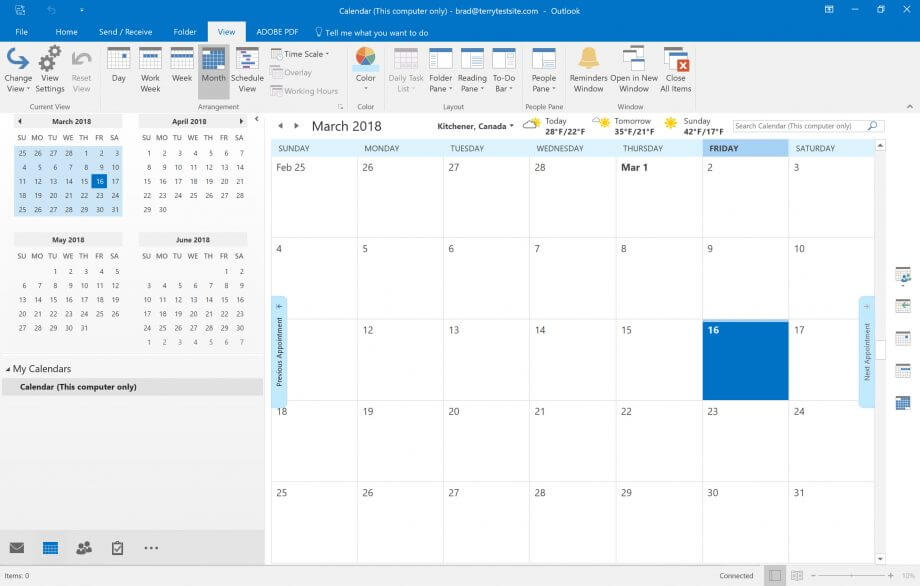 How to view and customize calendars in Outlook 2016