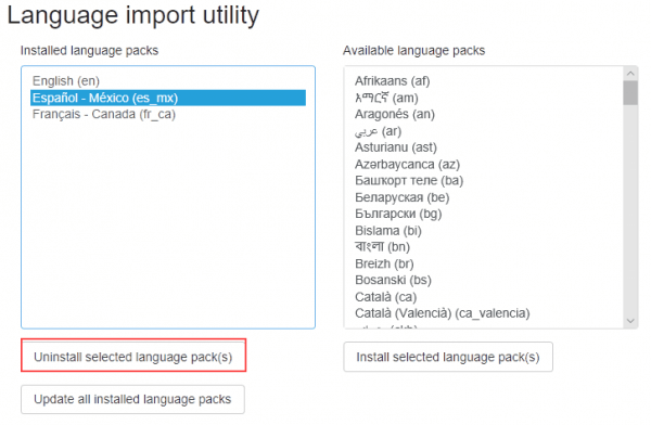 How to install or uninstall a language pack in Moodle 3