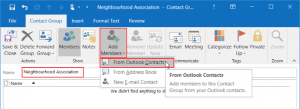 How to create and use Outlook contact groups and send group emails