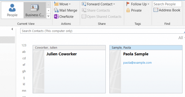 Adding, editing, and deleting Outlook contacts