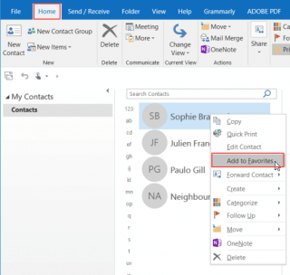 How to use Outlook contact categories