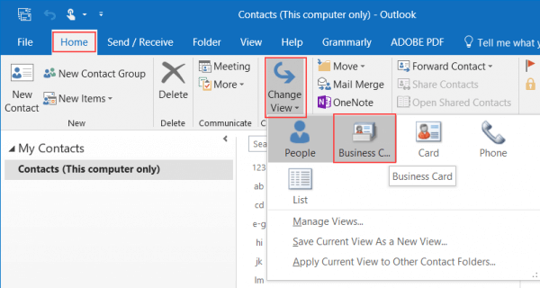 Adding, editing, and deleting Outlook contacts