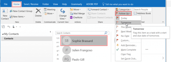 How to use Outlook contact categories