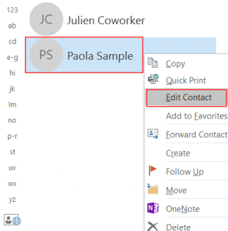 Adding, editing, and deleting Outlook contacts