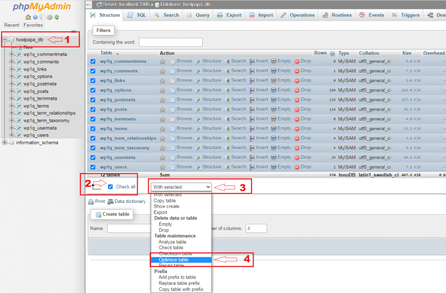 How to use phpMyAdmin to optimize your database