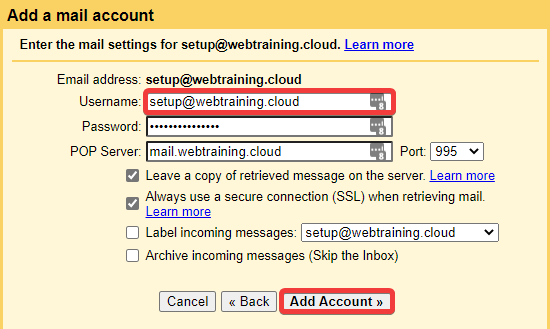 How to set up your cPanel email in Gmail (Webmail)