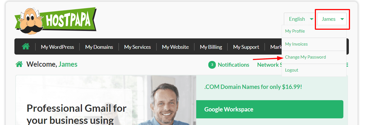 How to change your password in your Dashboard | HostPapa Support