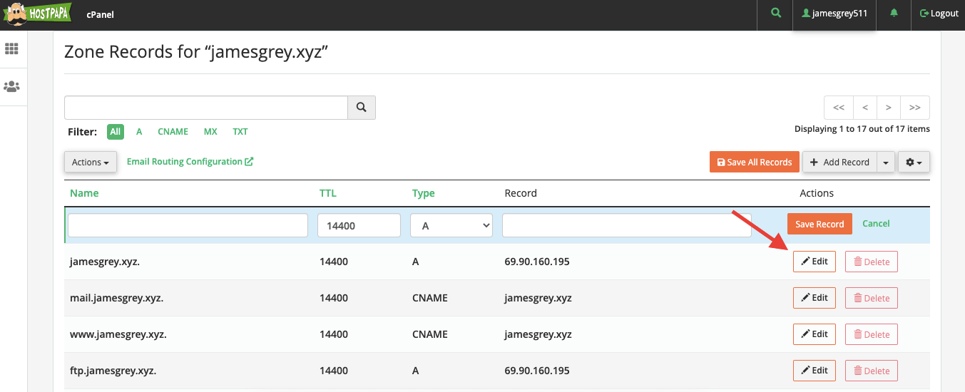 How to update an existing A record | HostPapa Support