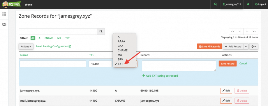 How to create a TXT record | HostPapa Support