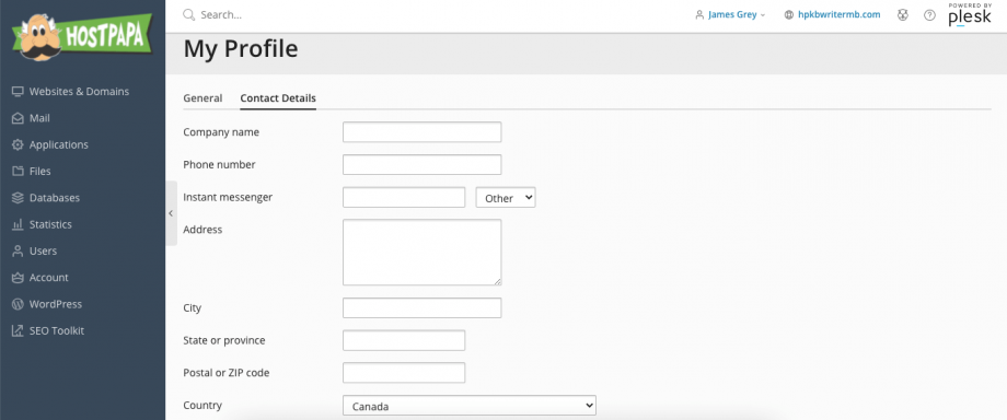 How to change your Plesk password and account information | HostPapa