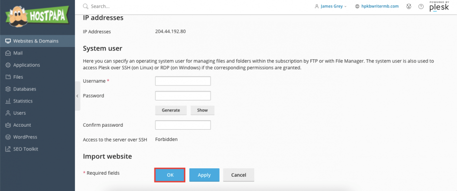 How to change your Plesk password and account information | HostPapa