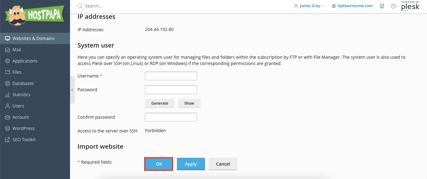 How to change your Plesk password and account information | HostPapa