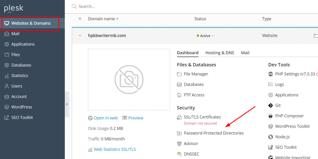 How to add a password to protect a website in Plesk | HostPapa Support