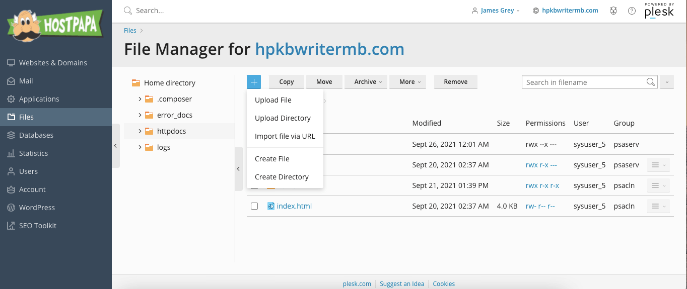 How to upload content on Plesk | HostPapa Support