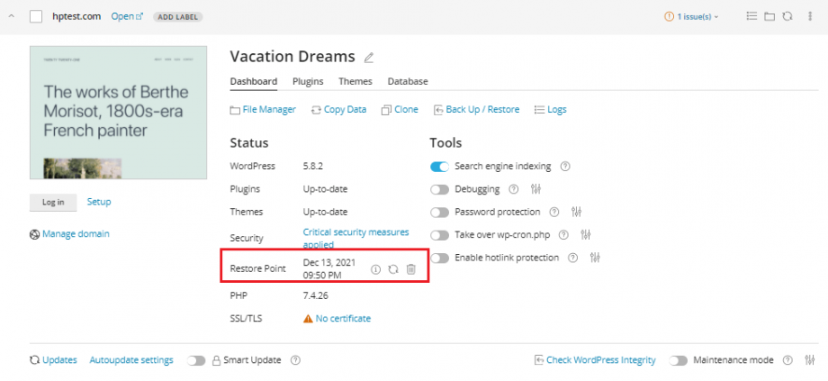 How to restore a WordPress installation in Plesk | HostPapa Support