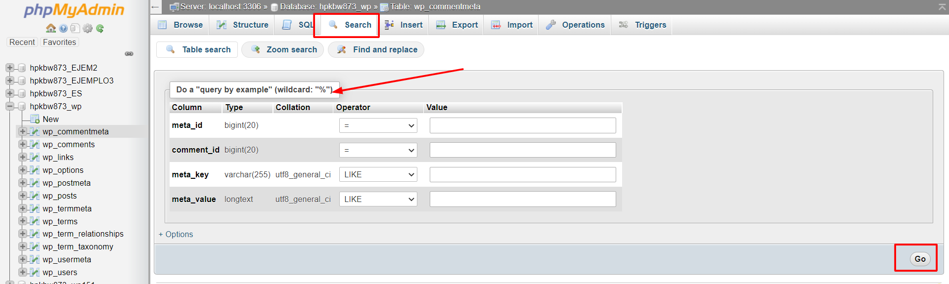 How to search a database with phpMyAdmin | HostPapa Support