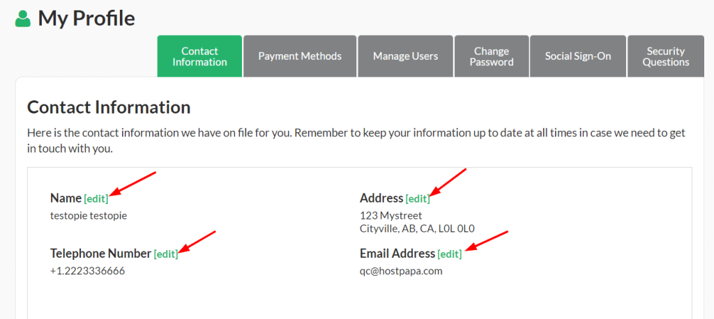 How to update your account information | HostPapa Support