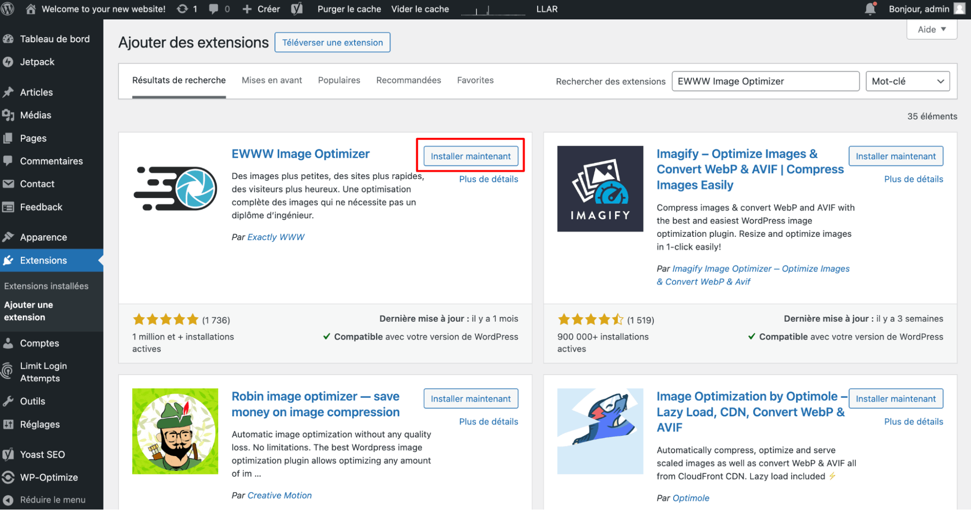 Comment installer et paramétrer le module EWWW Image Optimizer