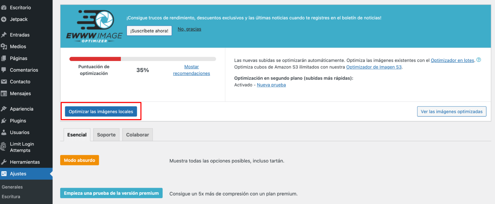 Cómo instalar y configurar el plugin EWWW Image Optimizer