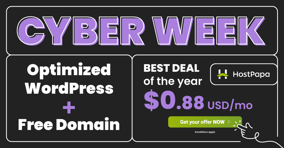 CYBER WEEK DEAL! SAVE BIG ON SHARED and WORDPRESS HOSTING! Host Your Site for Only $0.88 ...